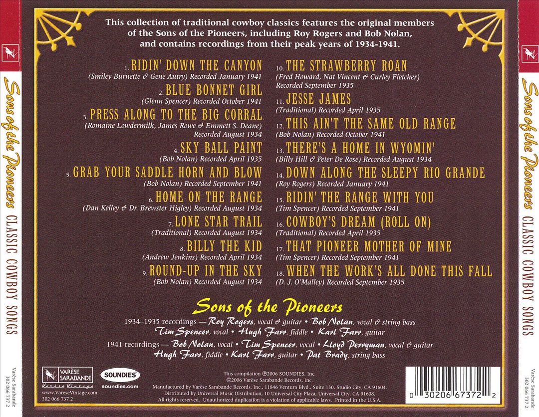 Classic Cowboy Songs – The Sons of the Pioneers – MovieMars