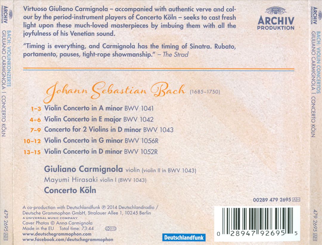 Bach: Violin Concertos – Giuliano Carmignola – MovieMars