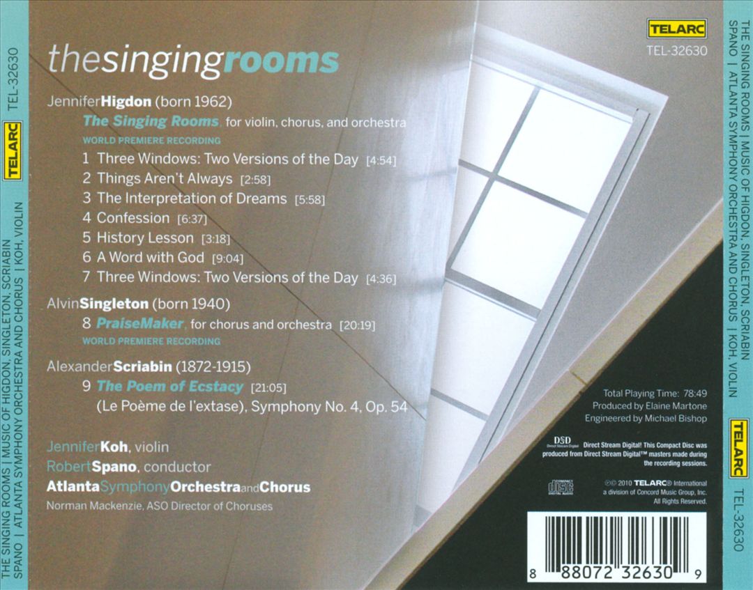 Jennifer Higdon: The Singing Rooms – Robert Spano/Jennifer Koh/Atlanta Symphony Orchestra ...