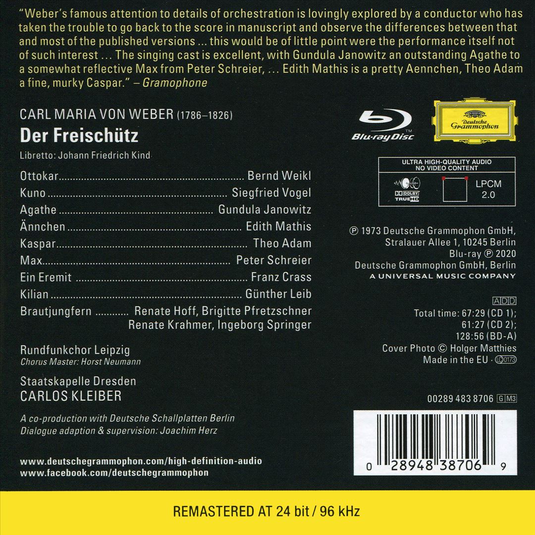 Weber: Der Freischutz [CD/Blu-Ray Audio] – Carlos Kleiber / Staatskapelle Dresden – MovieMars