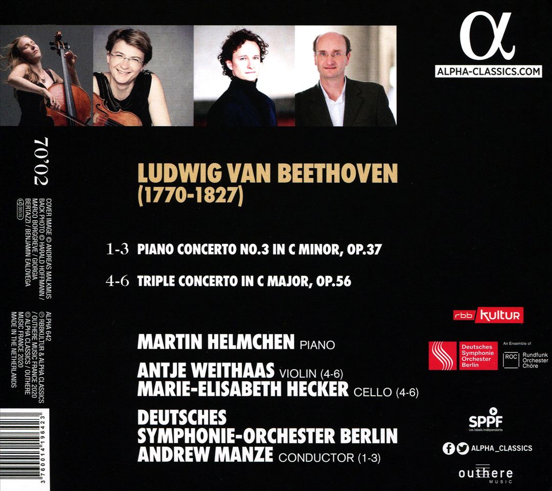 Beethoven: Piano Concerto 3; Triple Concerto – Martin Helmchen/Andrew Manze – MovieMars