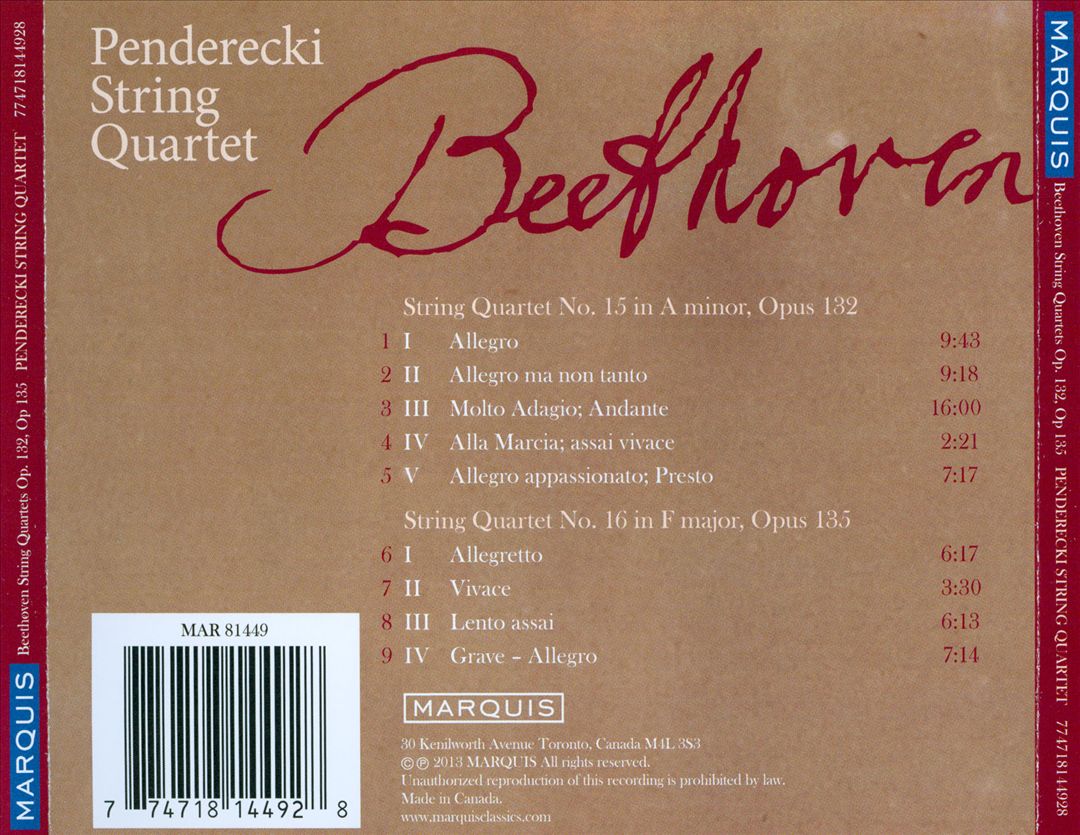 Beethoven: String Quartets Nos. 15 & 16 – Penderecki String Quartet – MovieMars