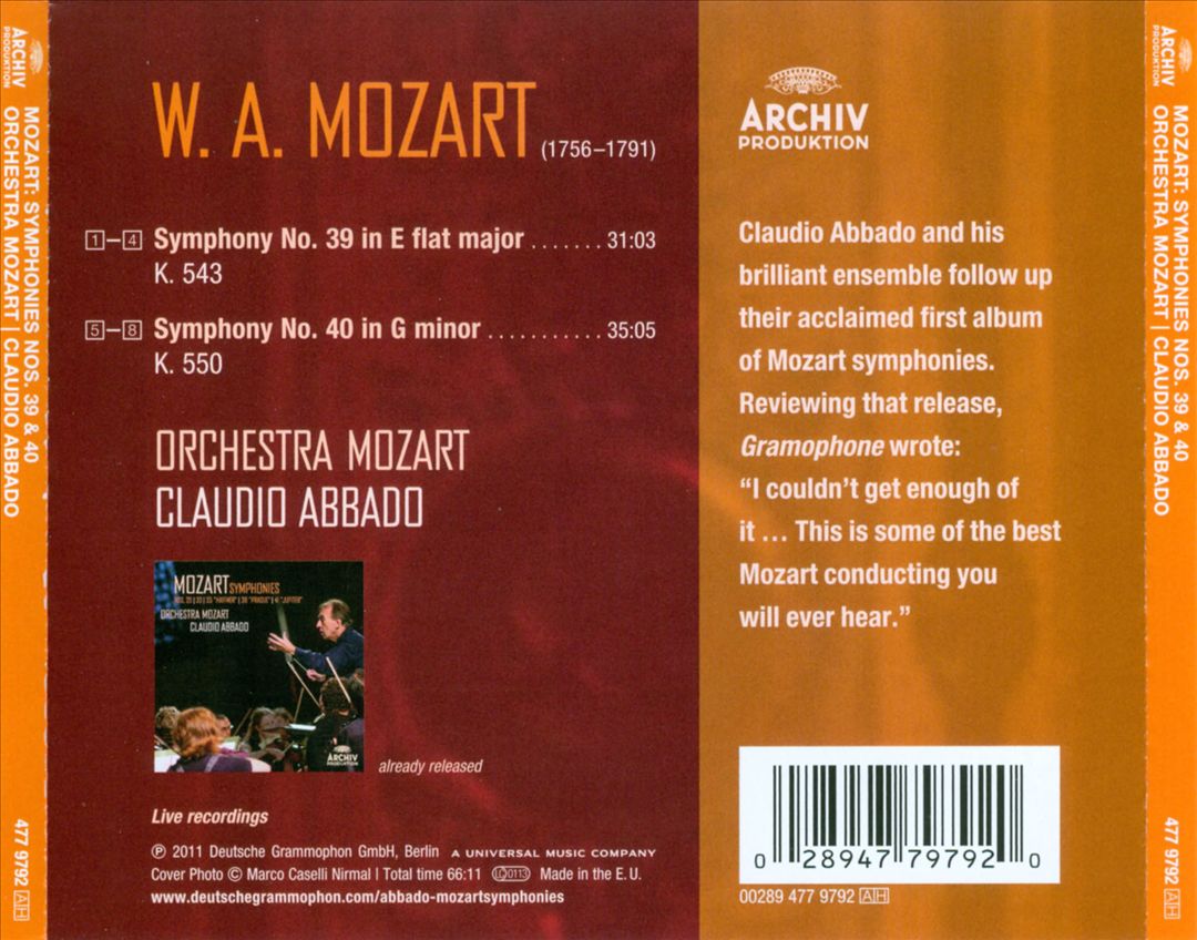 Mozart: Symphonies Nos. 39 & 40 – Claudio Abbado / Orchestra Mozart – MovieMars