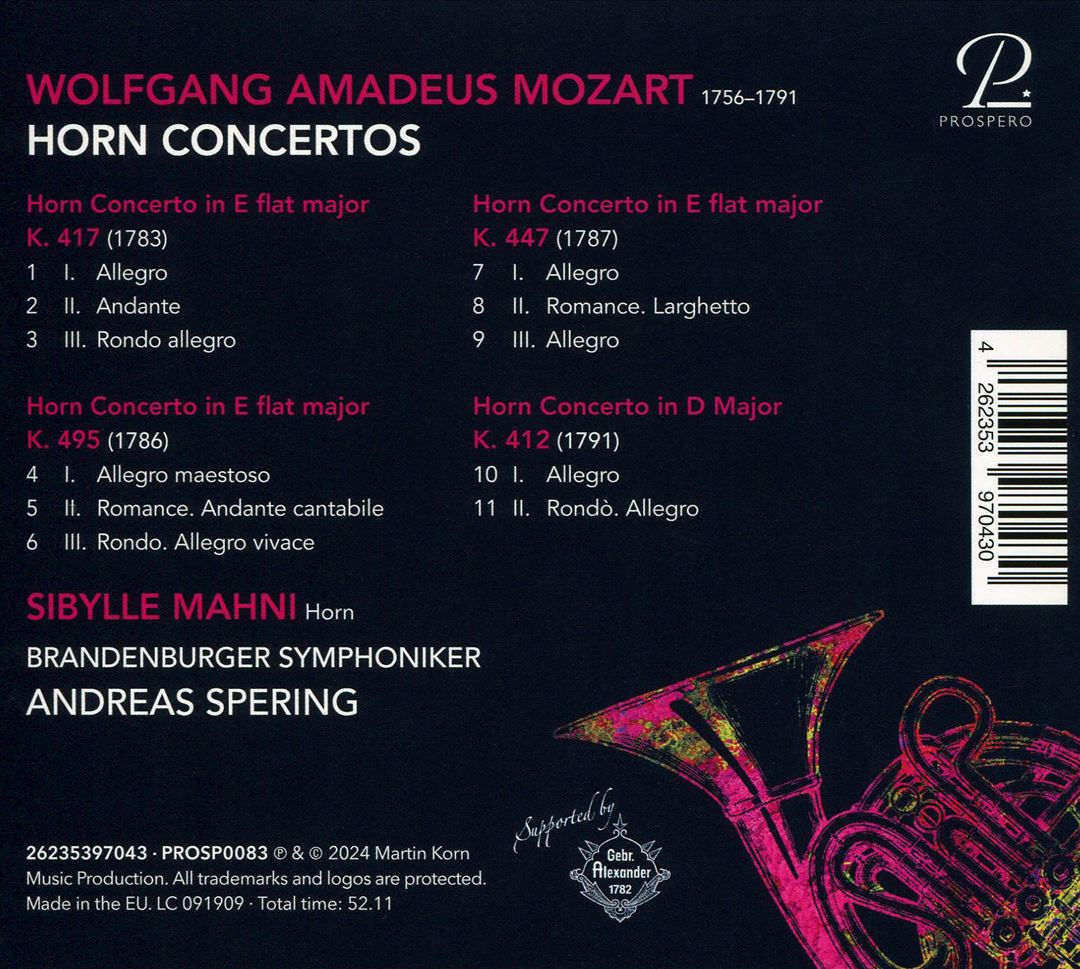 Mozart: Horn Concertos – Sibylle Mahni / Andreas Spering / Brandenburger Symphoniker – MovieMars