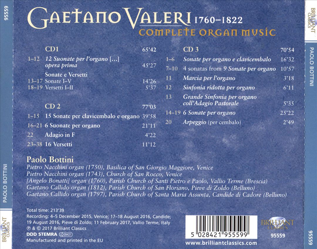 Valeri: Complete Organ Music – Paolo Bottini – MovieMars
