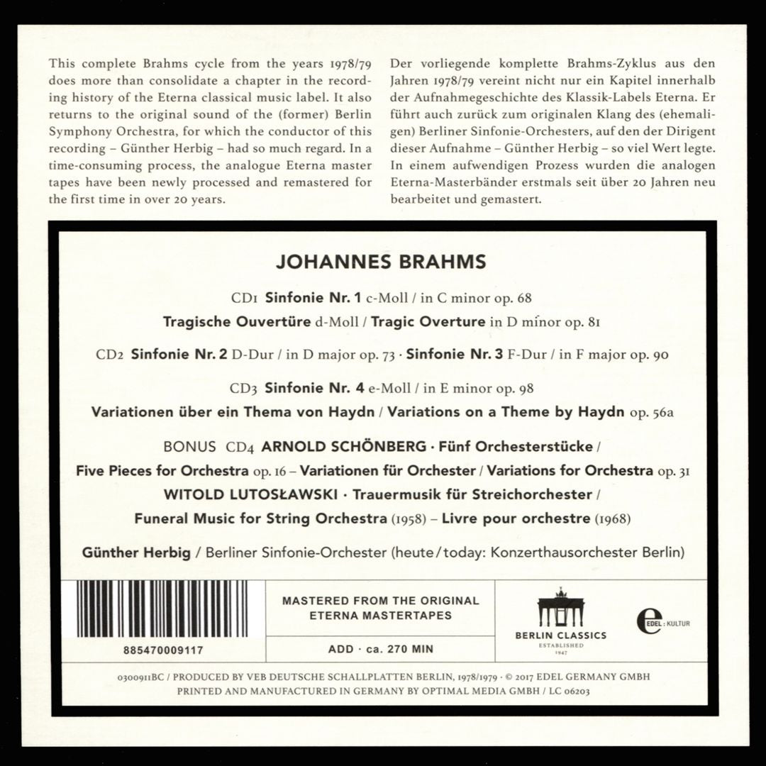 Brahms: Complete Symphonies – Günther Herbig / Berliner Sinfonie ...