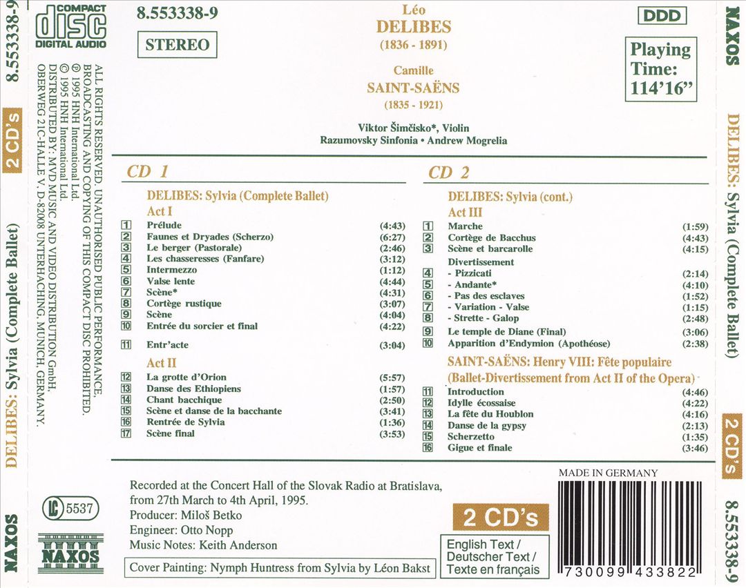 Léo Delibes: Sylvia (Complete Ballet); Camille Saint-Saëns: Henry VIII ...