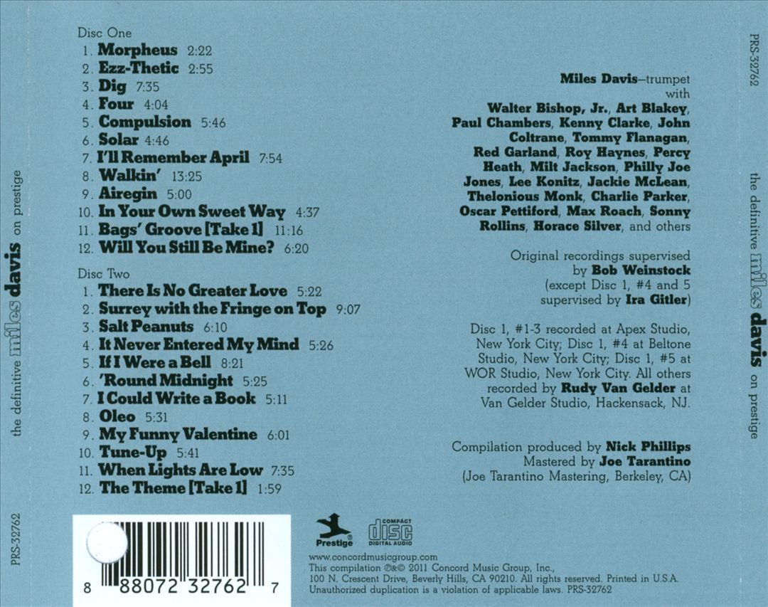 Definitive Miles Davis on Prestige – Miles Davis – MovieMars