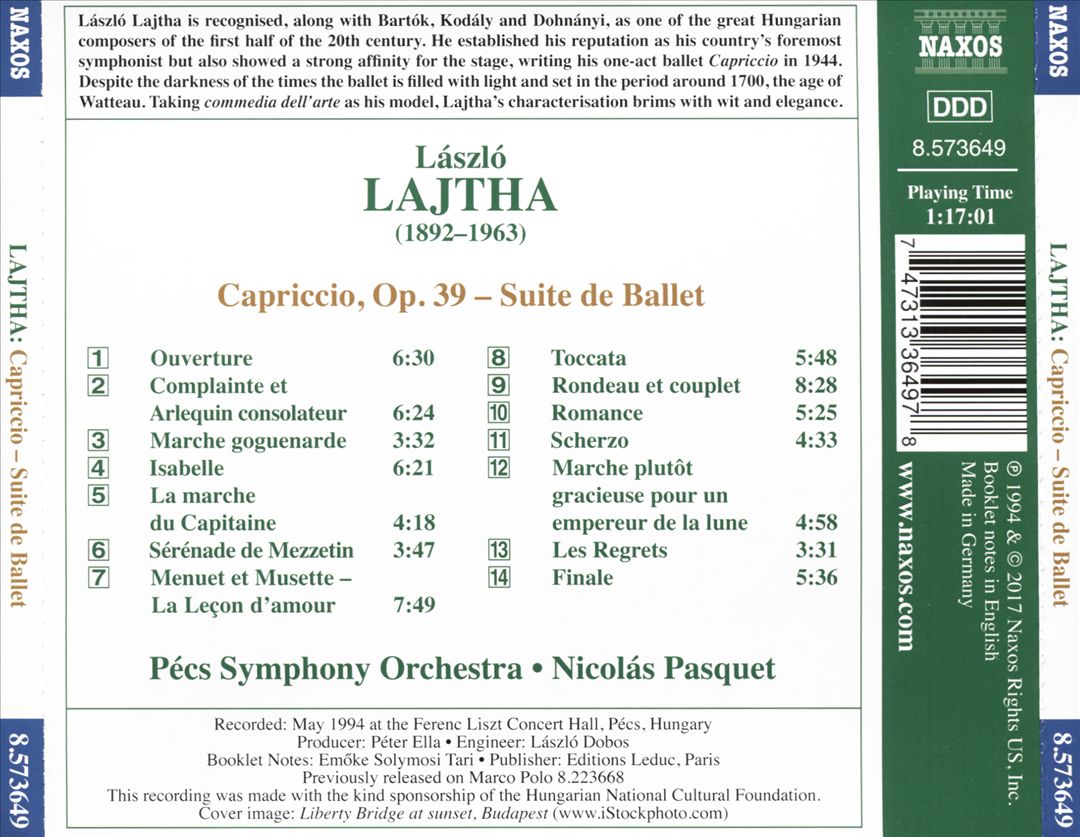 László Lajtha: Orchestral Works, Vol. 2 – Pecs Symphony Orchestra ...