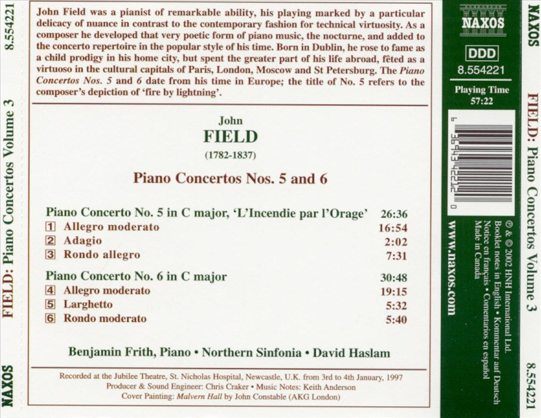 Field: Piano Concertos Nos. 5 and 6 – Benjamin Frith / David Haslam ...