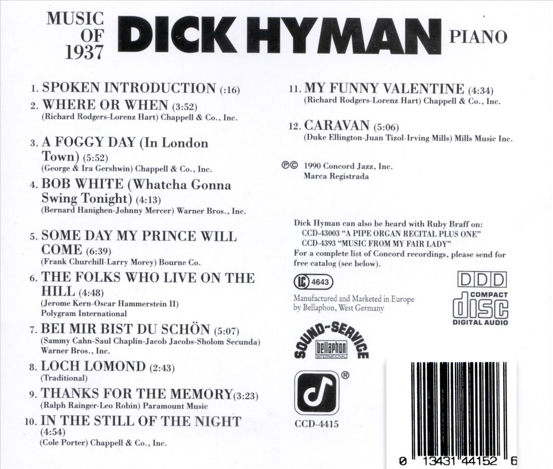 Music of 1937 (Maybeck Recital Hall Series, Vol. 3) – Dick Hyman ...