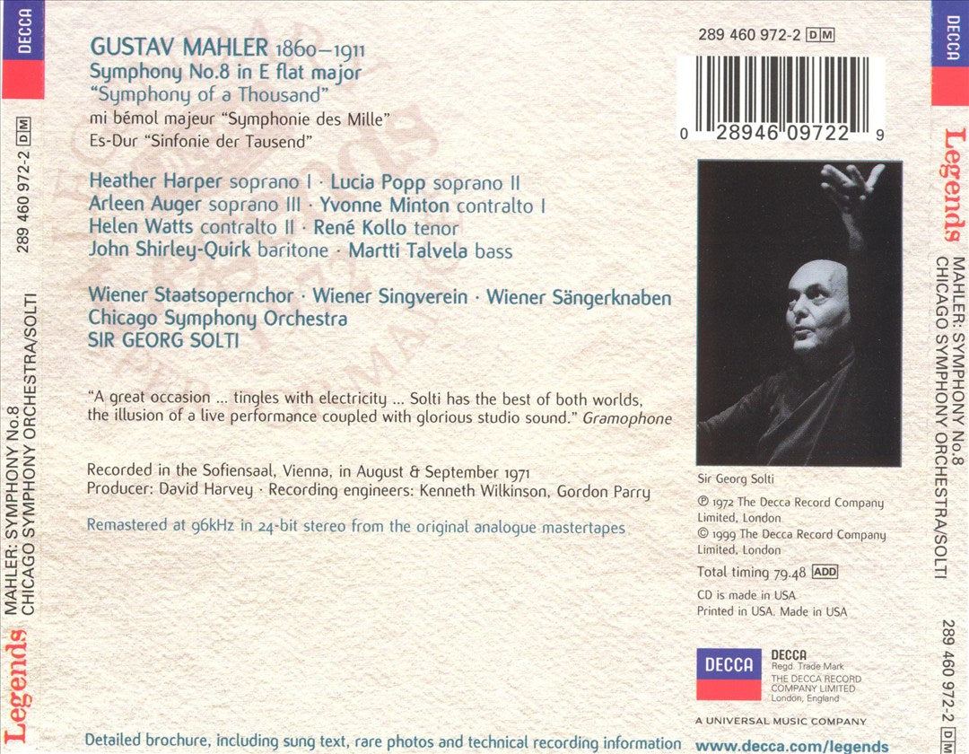 Mahler: Symphony No. 8 – Sir Georg Solti / Chicago Symphony Orchestra ...