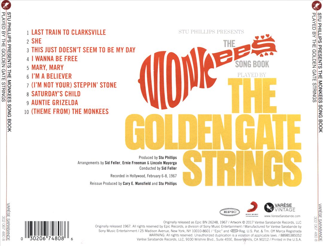 Stu Phillips Presents: The Monkees Songbook Played by the Golden Gate ...