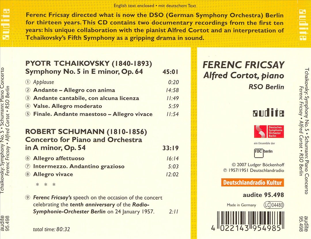 Tchaikovsky: Symphony No. 5; Schumann: Piano Concerto – Ferenc Fricsay ...
