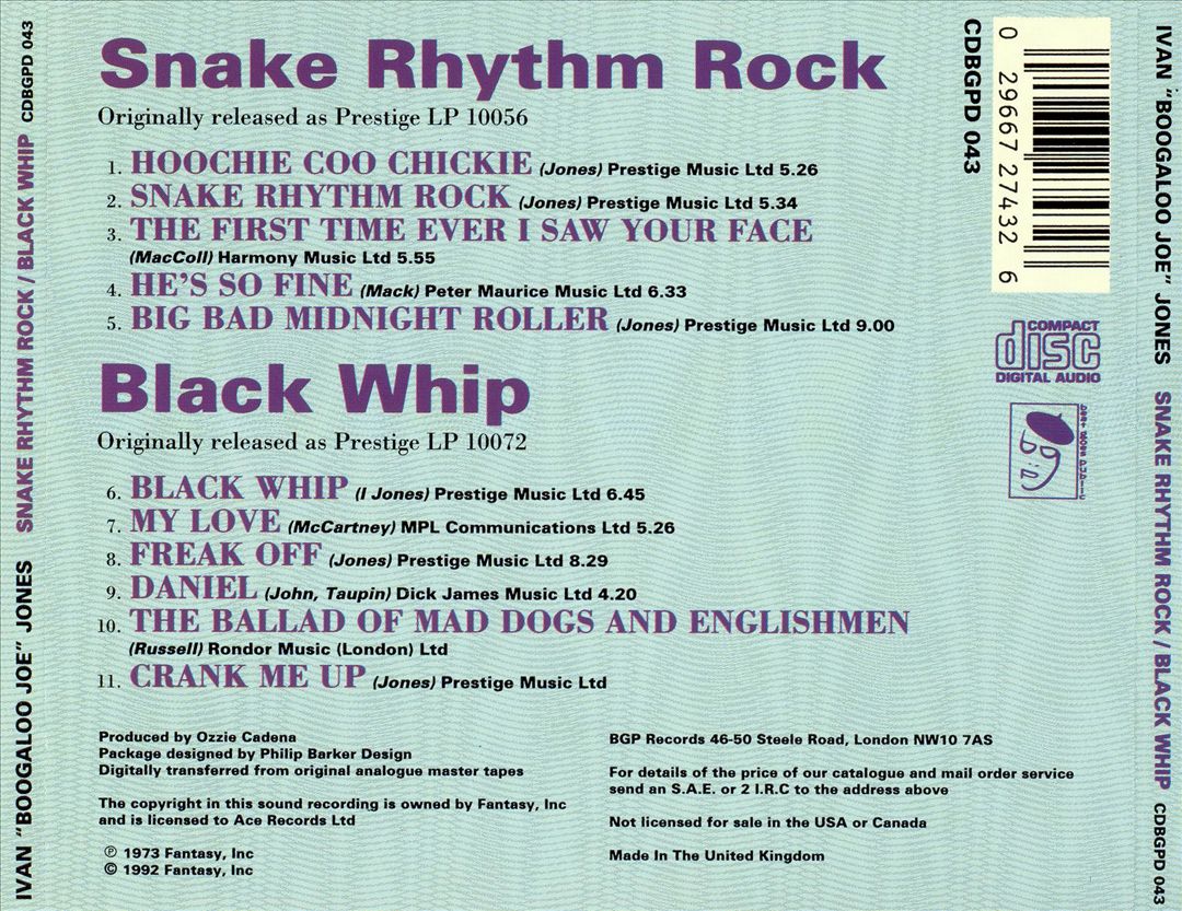 Black Whip/Snake Rhythm Rock – Boogaloo Joe Jones – MovieMars