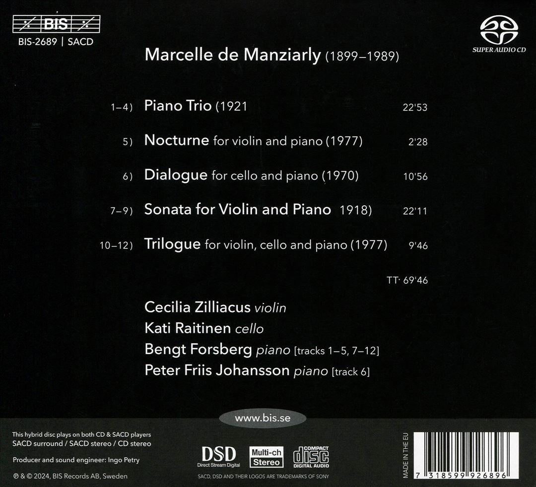 Marcelle de Manziarly: Chamber Works – Cecilia Zilliacus / Kati ...