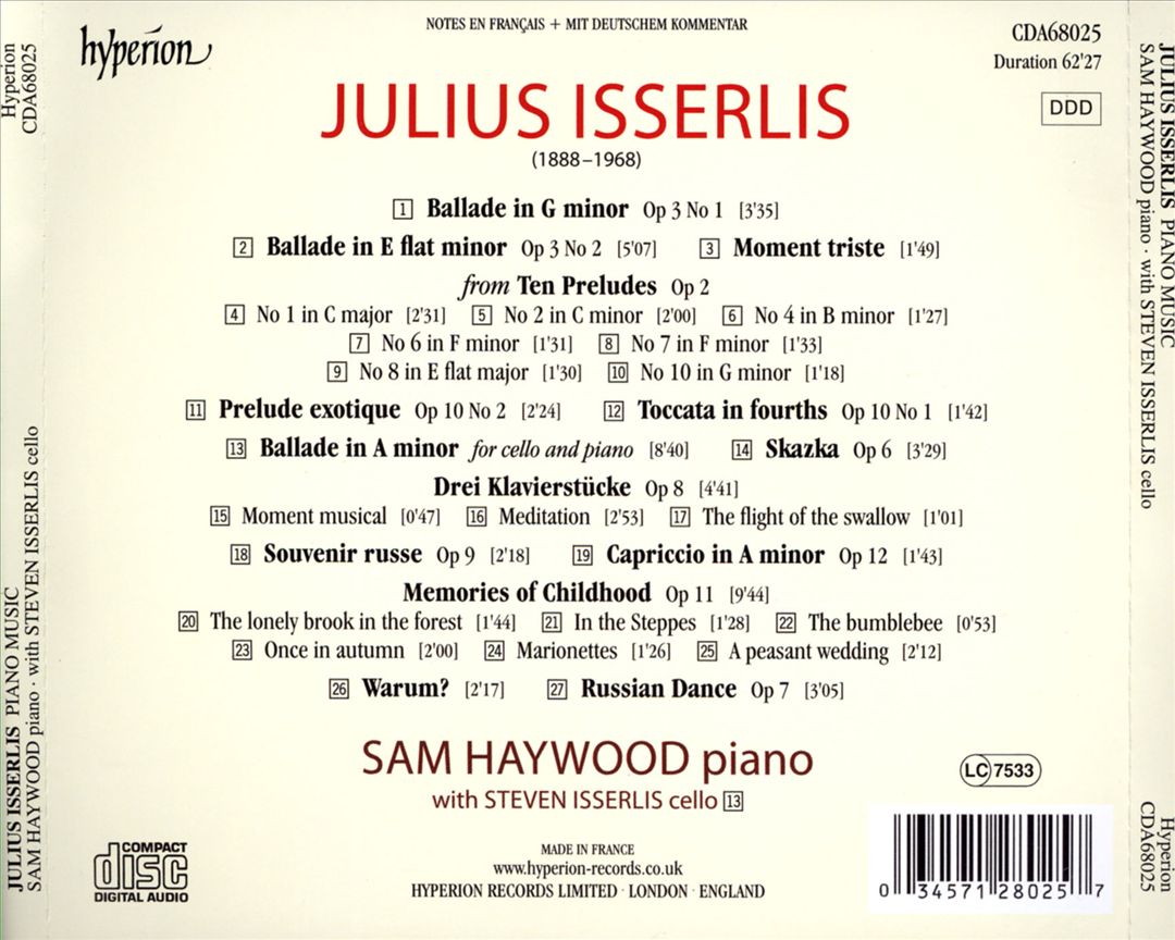 Julius Isserlis: Piano Music – Sam Haywood – MovieMars