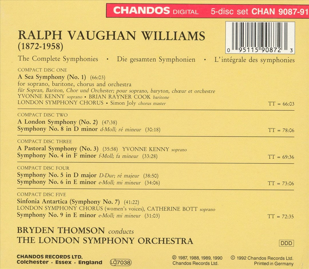 Vaughan Williams: The Complete Symphonies [Box Set] – Bryden Thomson ...