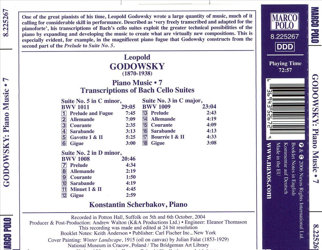 Leopold Godowsky: Transcriptions of Bach Cello Suites Nos. 2, 3, 5 ...